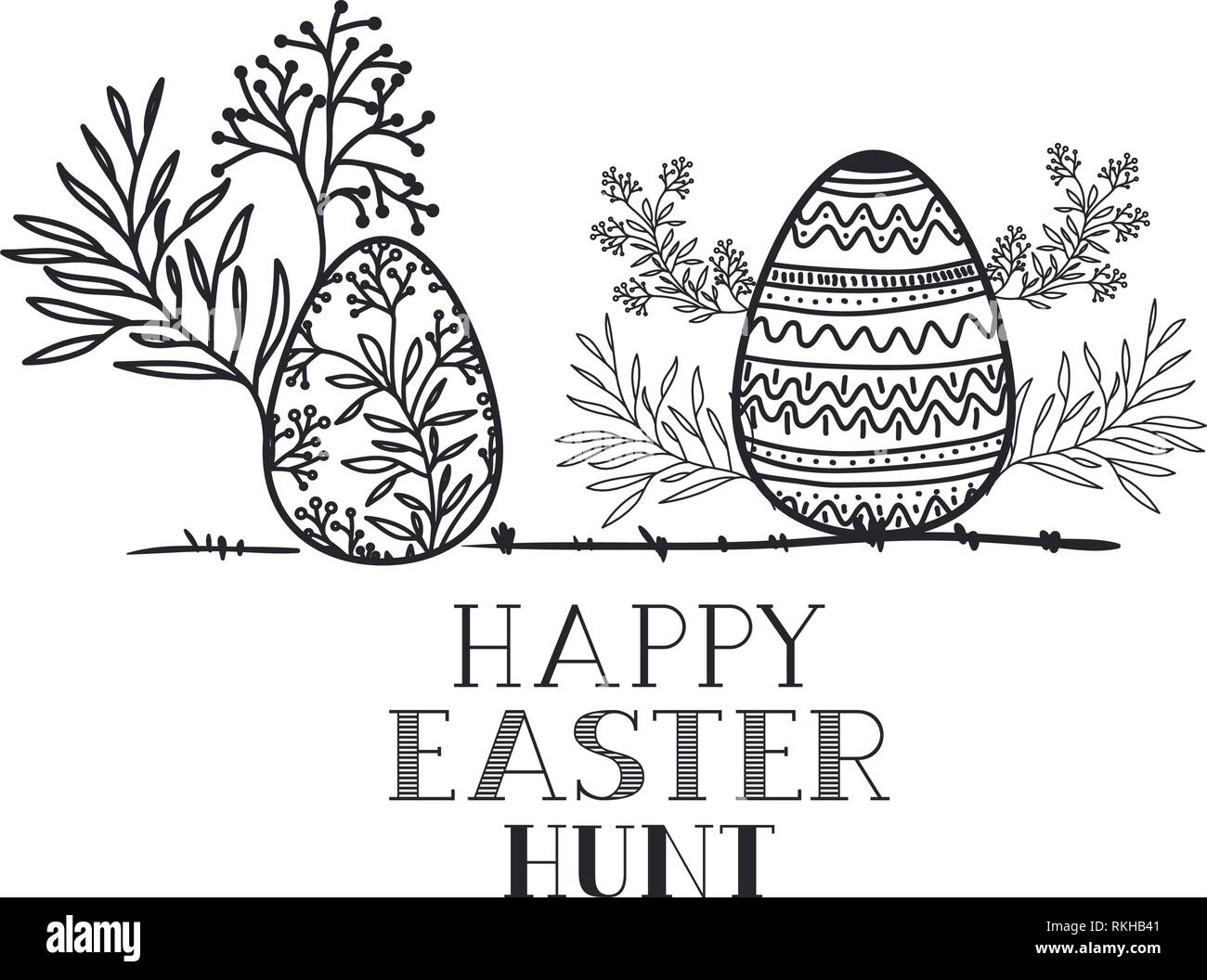happy easter hunt label isolated icon Stock Vector Image & Art - Alamy