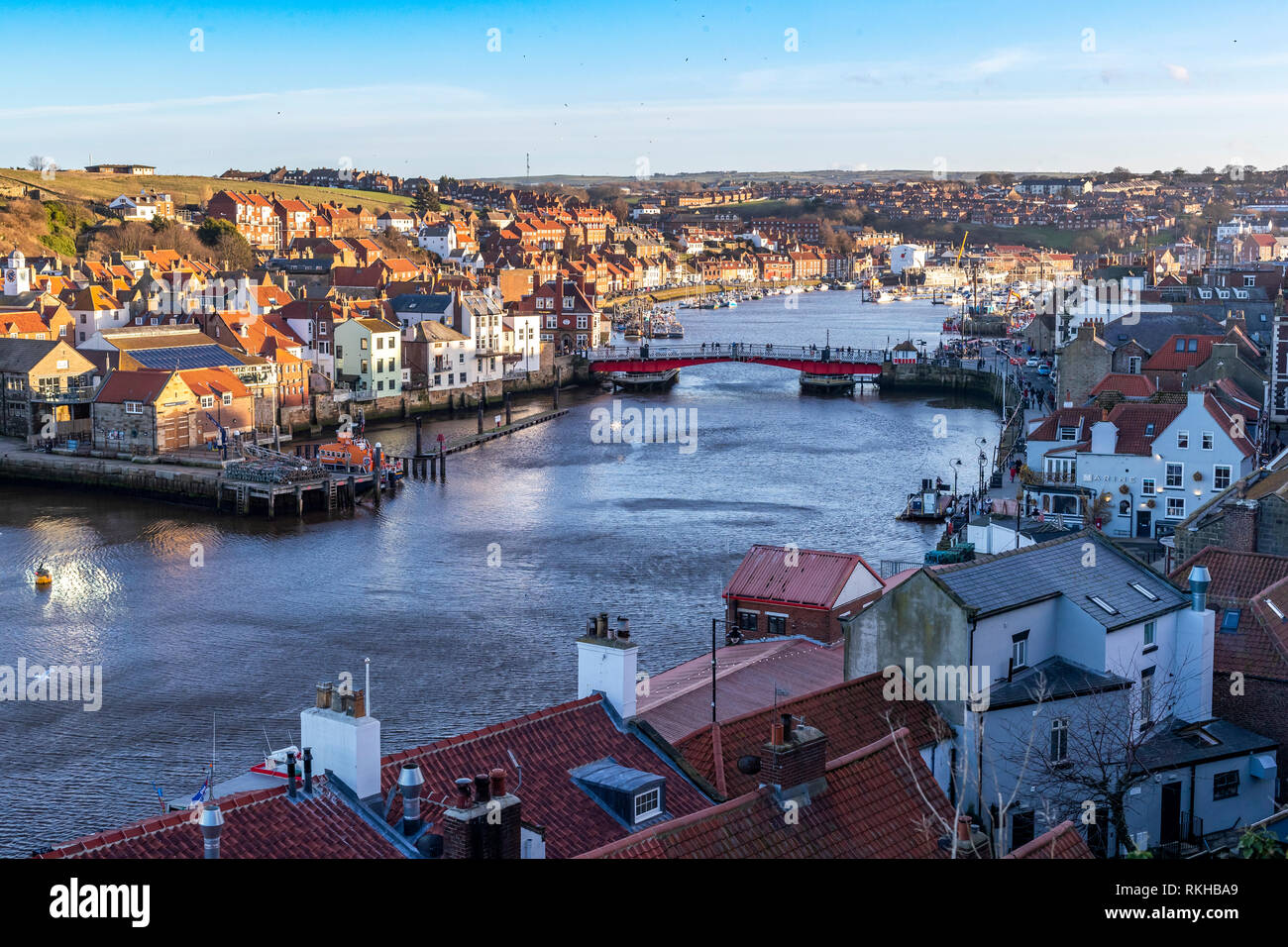 Whitby harbour and fishing port, Whitby, North Yorkshire. UK Stock ...