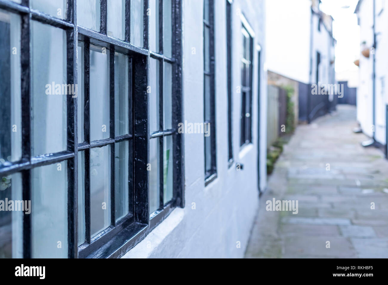 Narrow back street passages and terraced houses and cottages. Whitby ...
