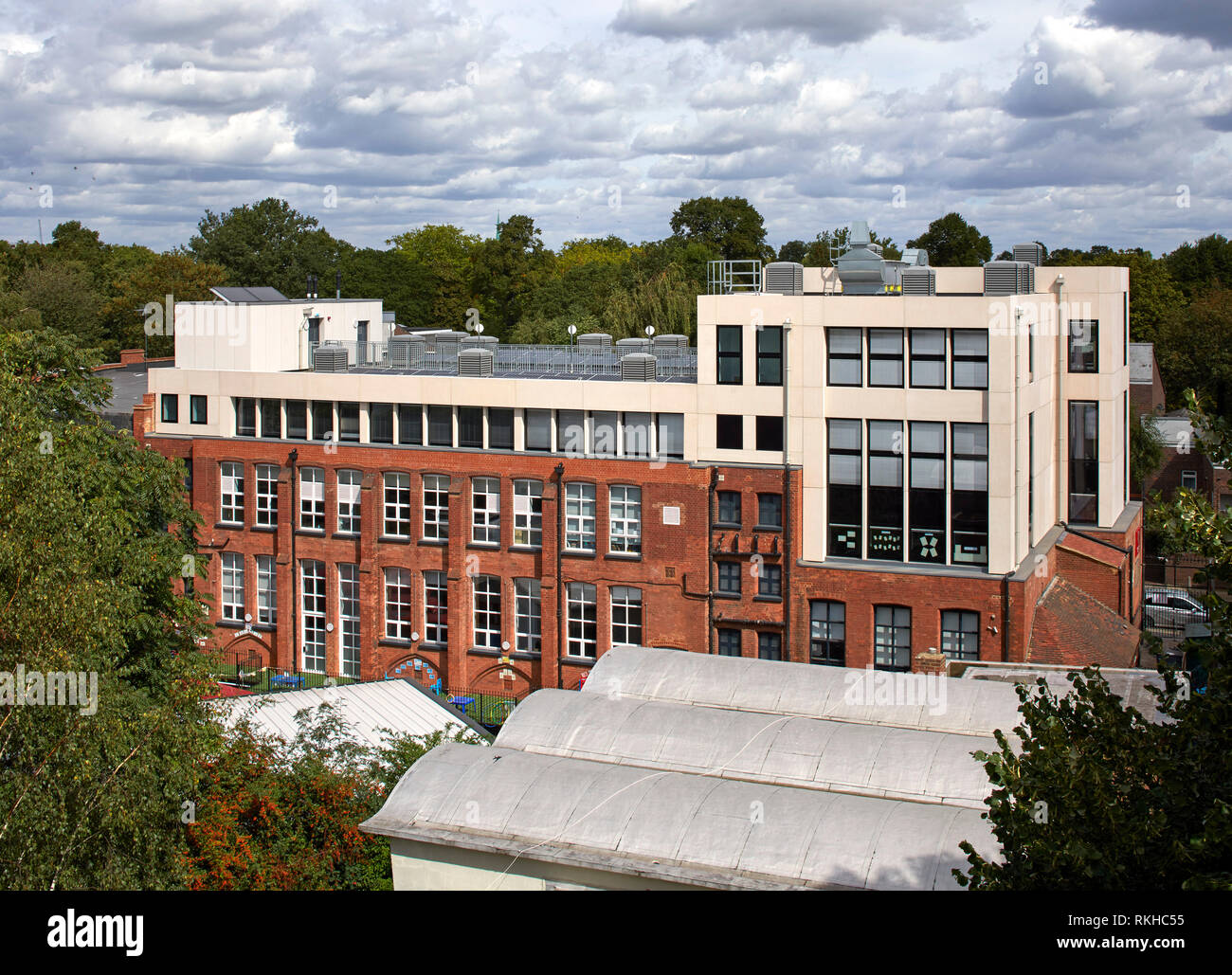 High level rear view showing additional floors. Gatehouse School ...