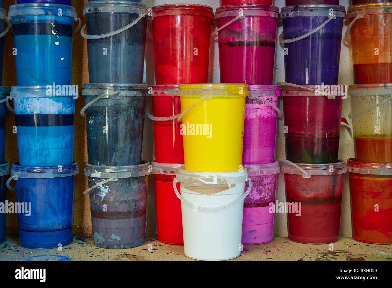 Colorful bottles of paint hi-res stock photography and images - Alamy