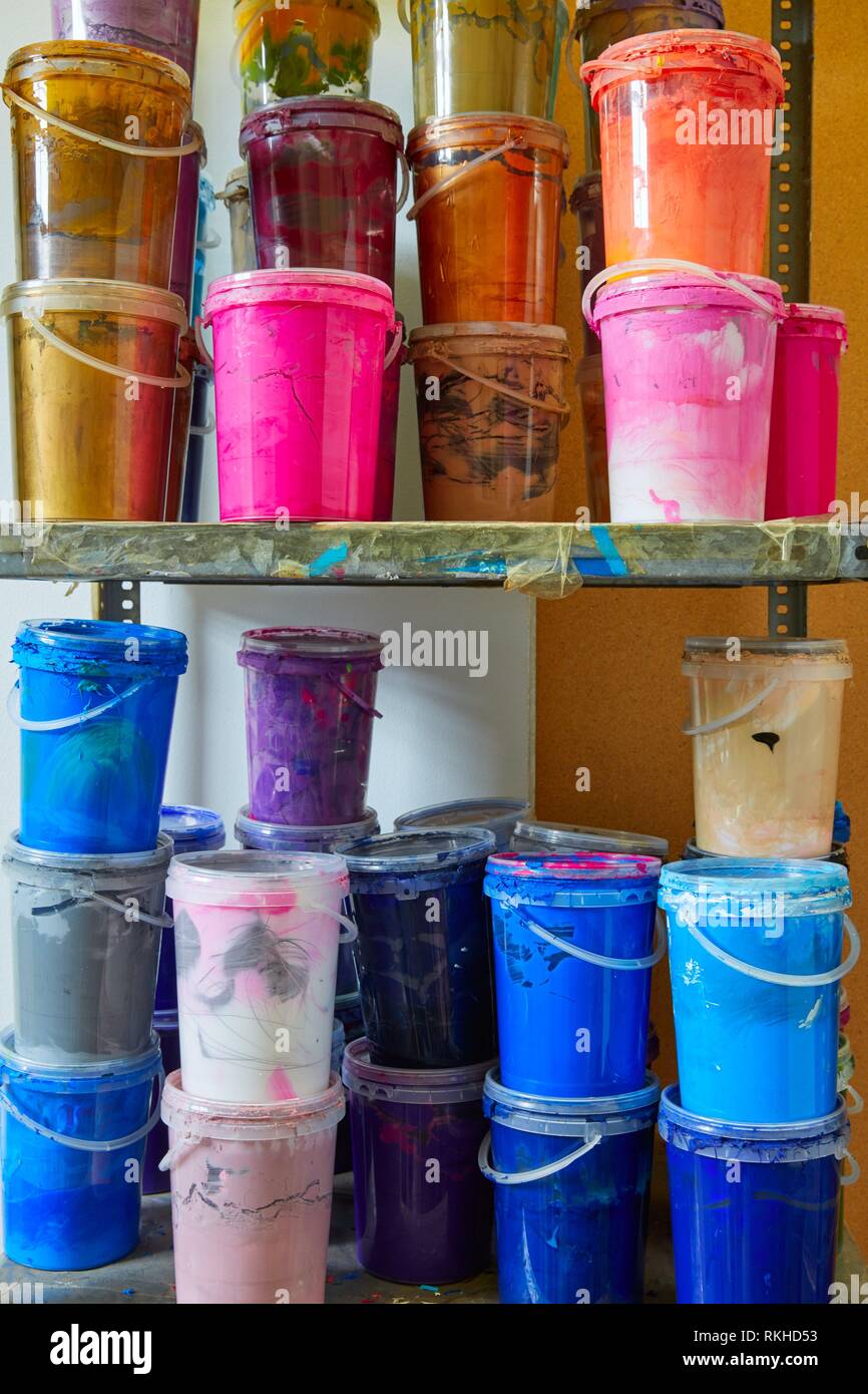 Colorful bottles of paint hi-res stock photography and images - Alamy