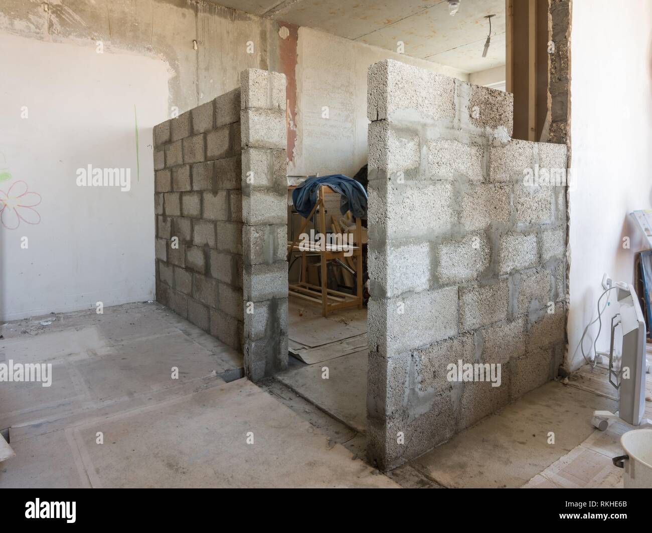 Remodeling in a new building, installation of an internal partition ...