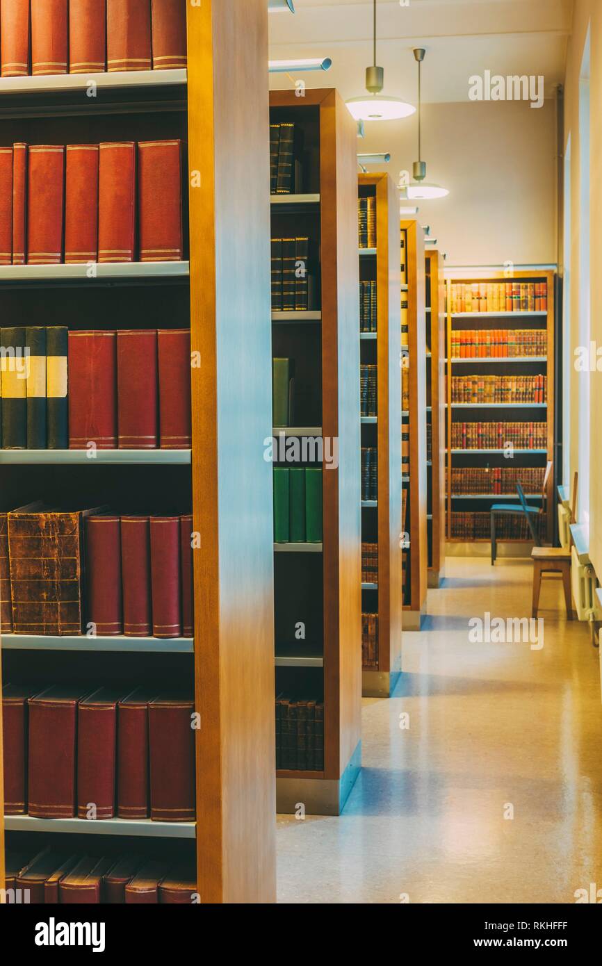 Aged Ancient Antique Old Vintage Books On A Shelfs In Library Stock ...