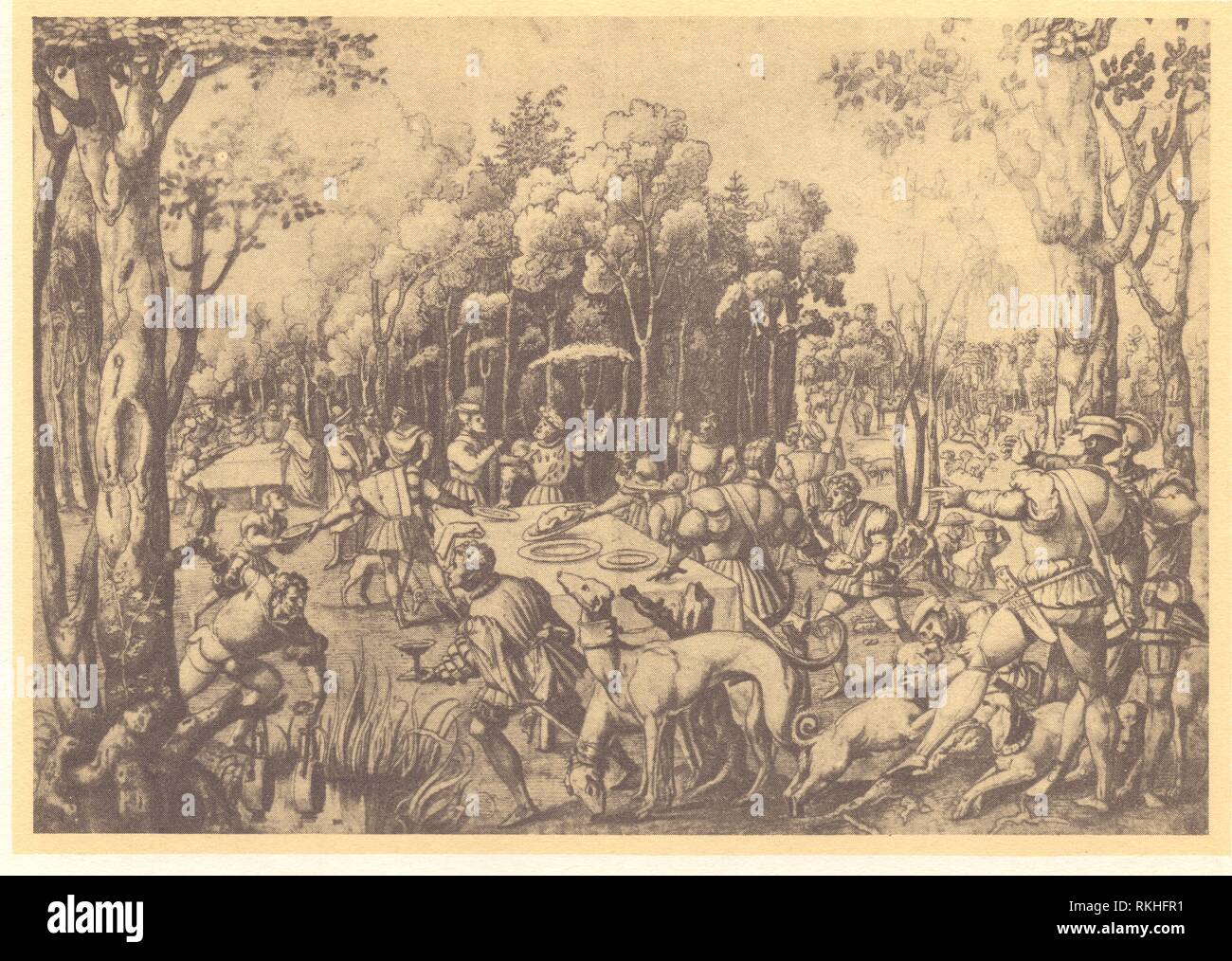 LES BELLES CHASSES DE L'EMPEREUR MAXIMILIEN.LE REPAS DANS LA FORET ...