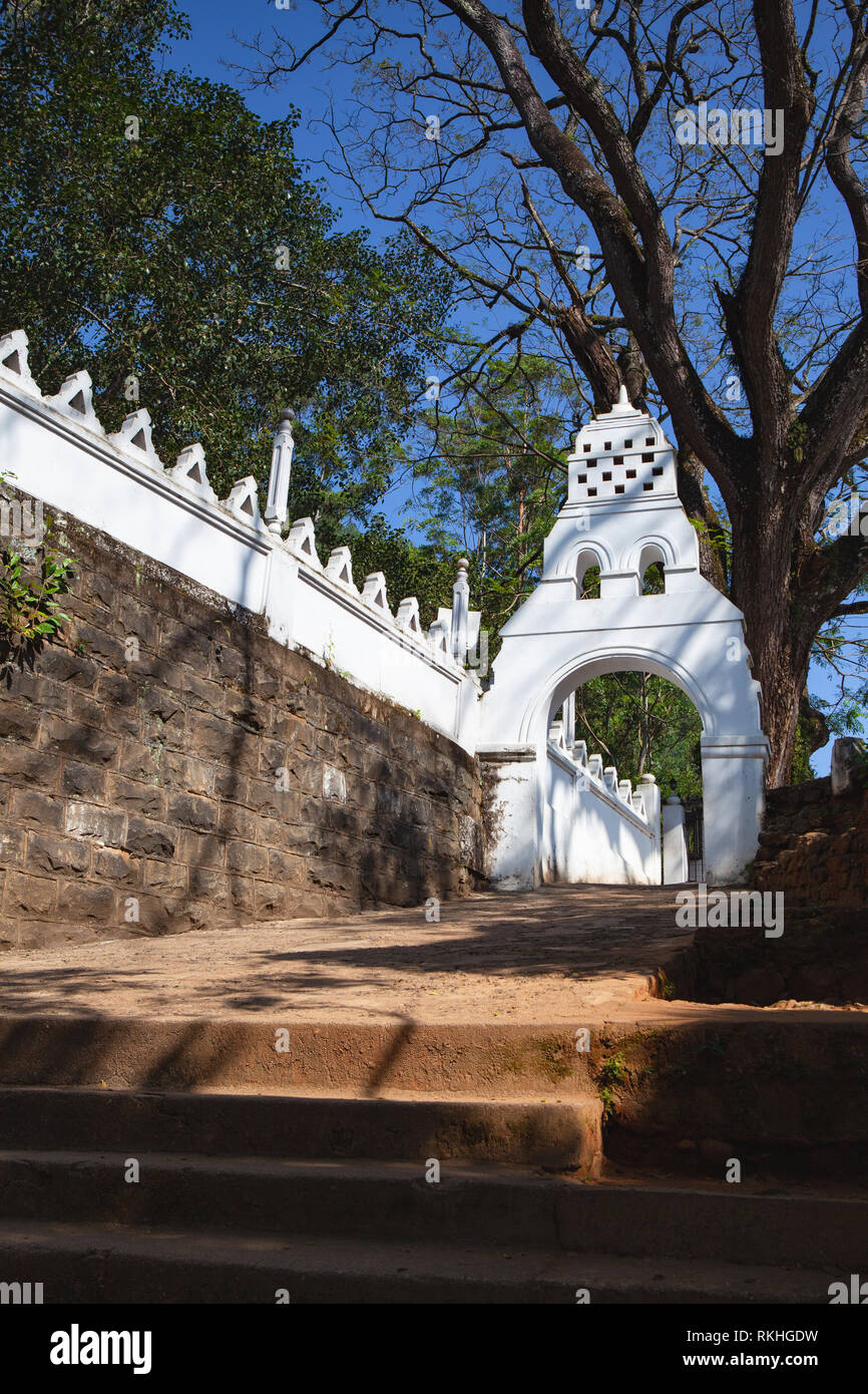 The gate to Dowa Raja Maha Viharaya temple, Sri Lanka. The temple has ...