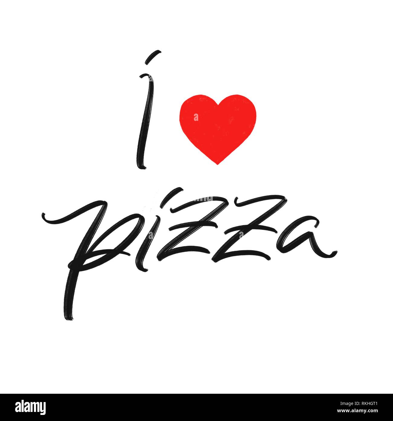 I love italian pizza handwriting calligraphy isolated on white ...