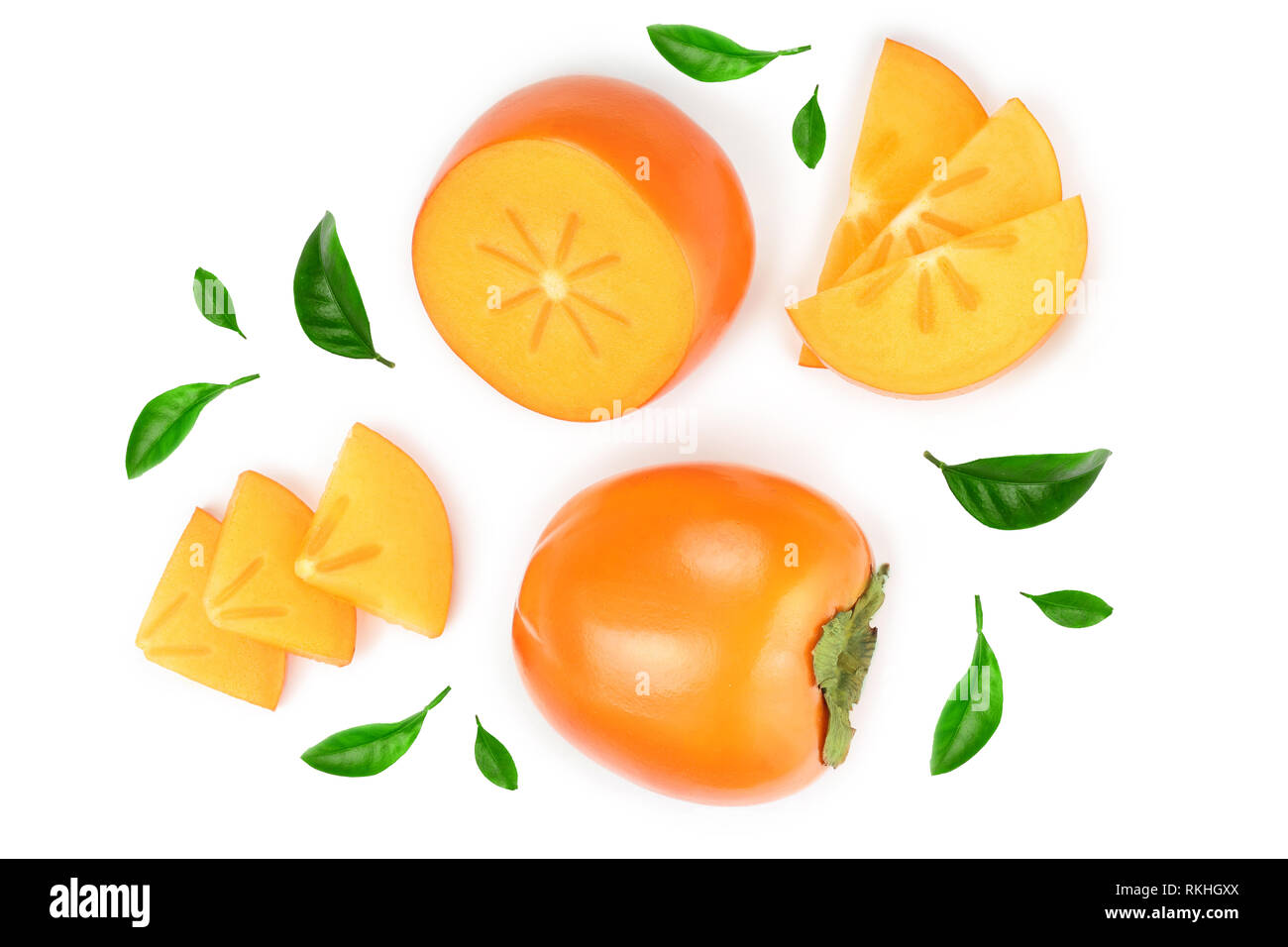 persimmon slice isolated on white background with copy space for your ...