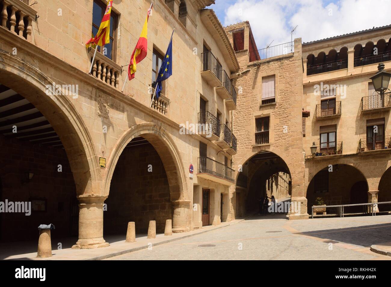 Spain Square of Calaceite, Matarranya, Teruel, province, Aragon, Spain ...