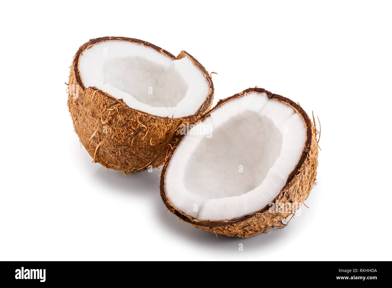 half of coconut isolated on white background Stock Photo - Alamy
