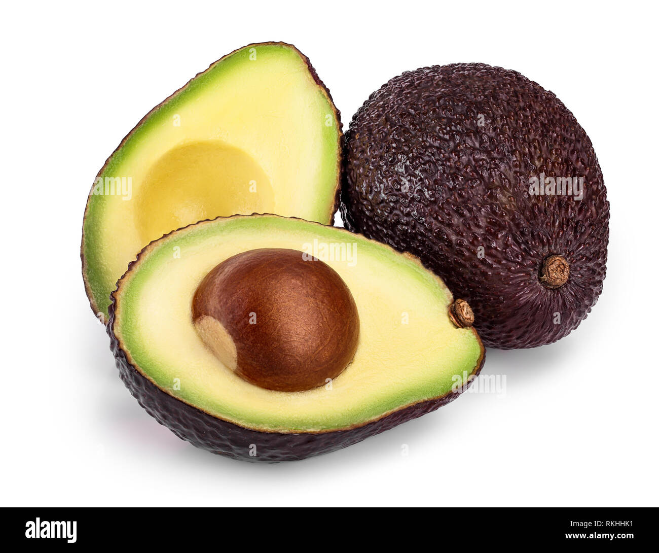 avocado and half isolated on white background Stock Photo - Alamy