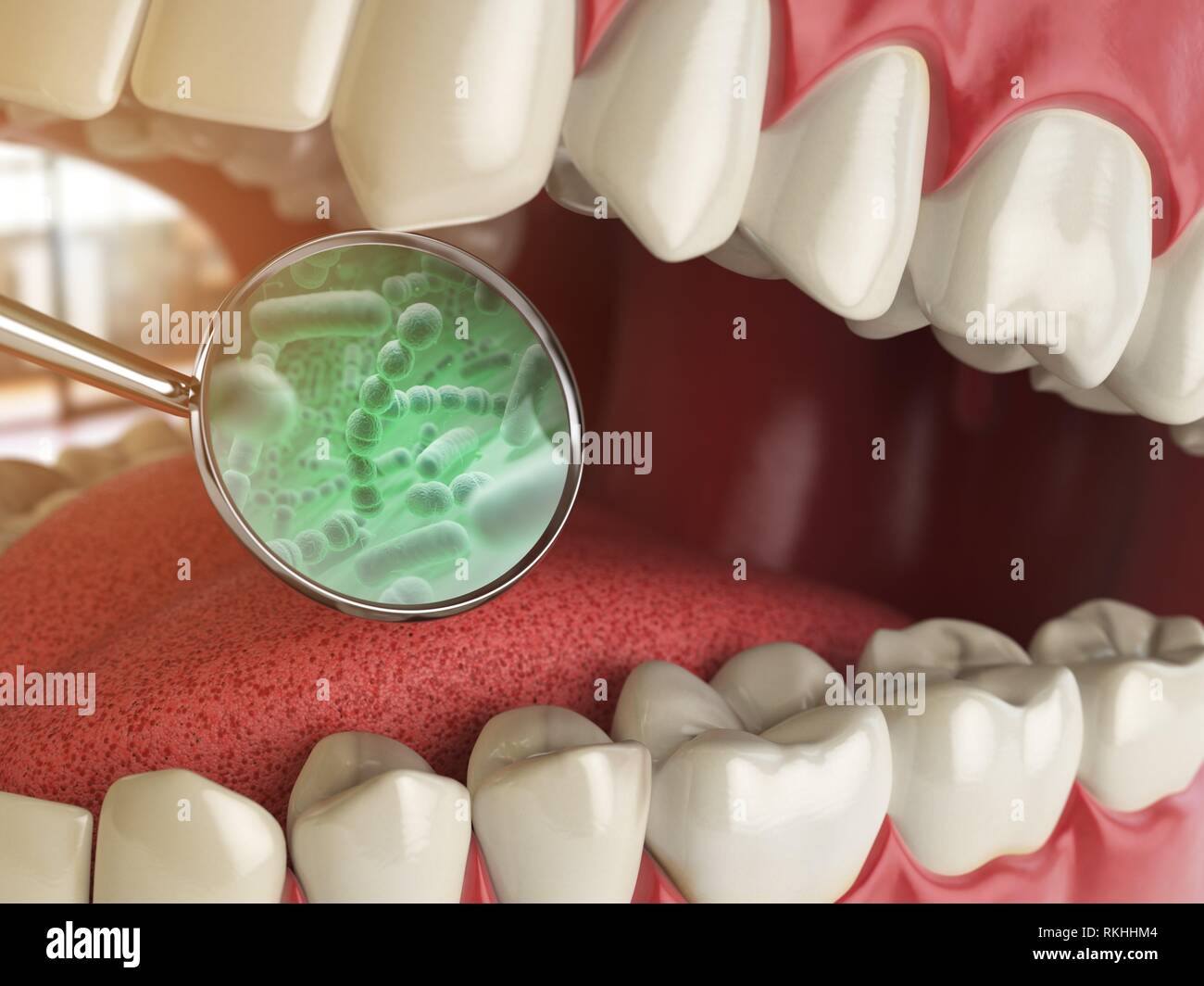 Bacterias and viruses around tooth. Dental hygiene medical concept. 3d ...