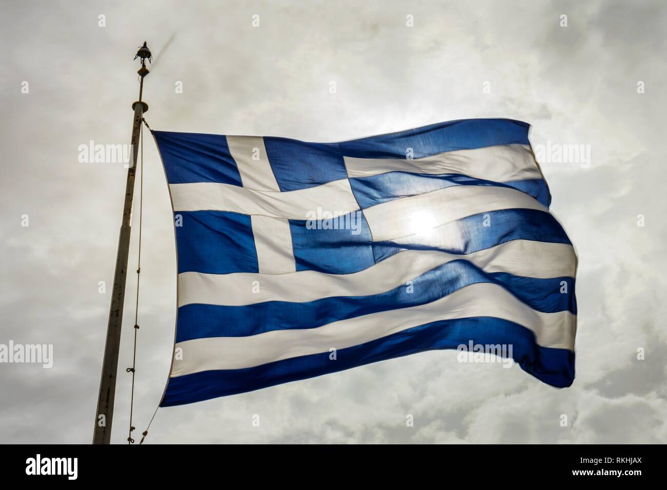 Blue and white greek flag hi-res stock photography and images - Alamy
