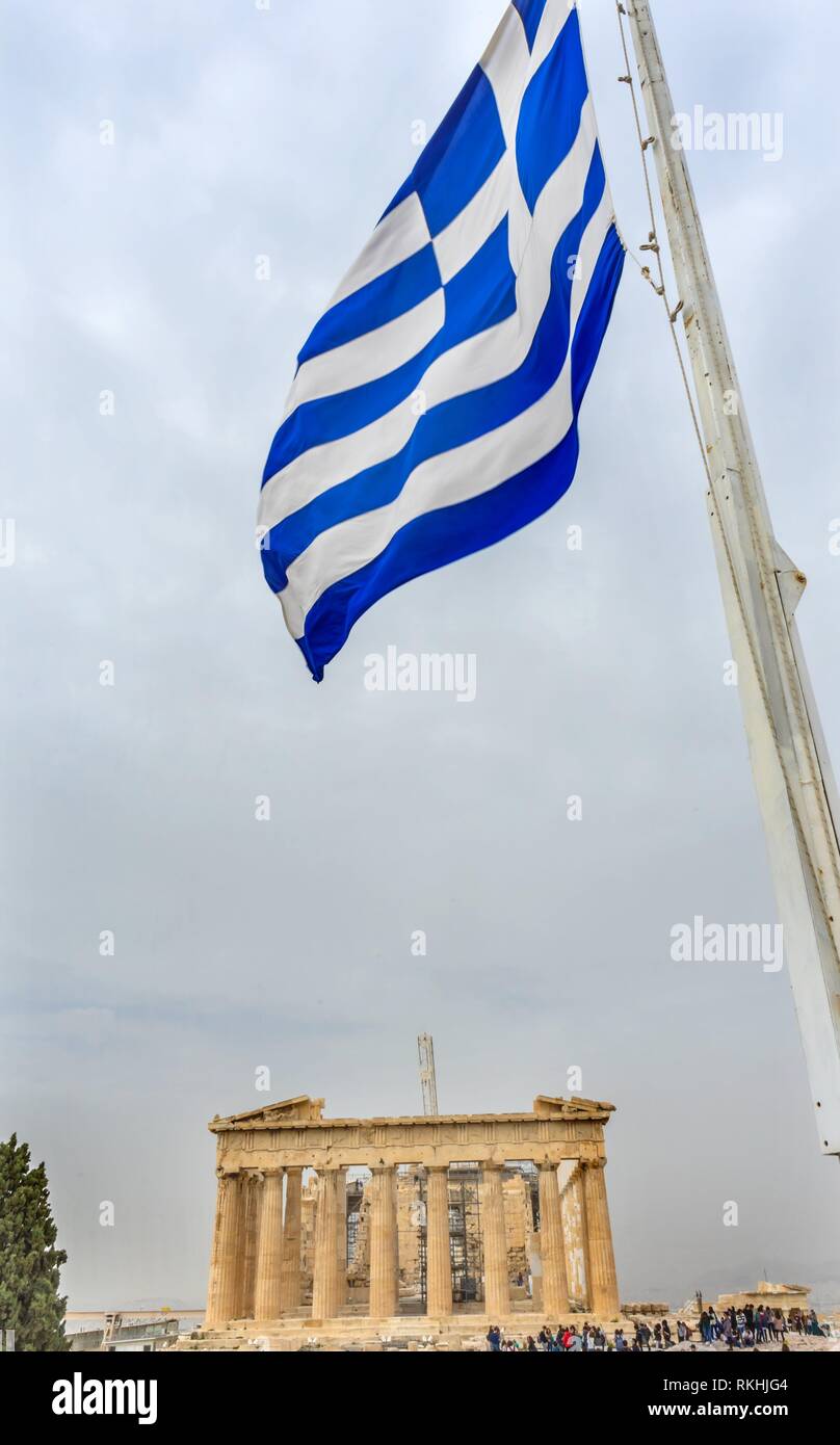 Greek flag parthenon hi-res stock photography and images - Alamy