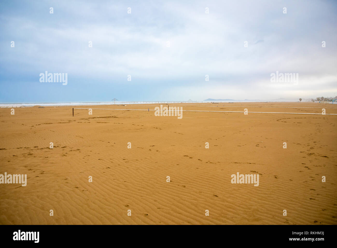Sandy beaches of Rimini in winter, Italy Stock Photo - Alamy