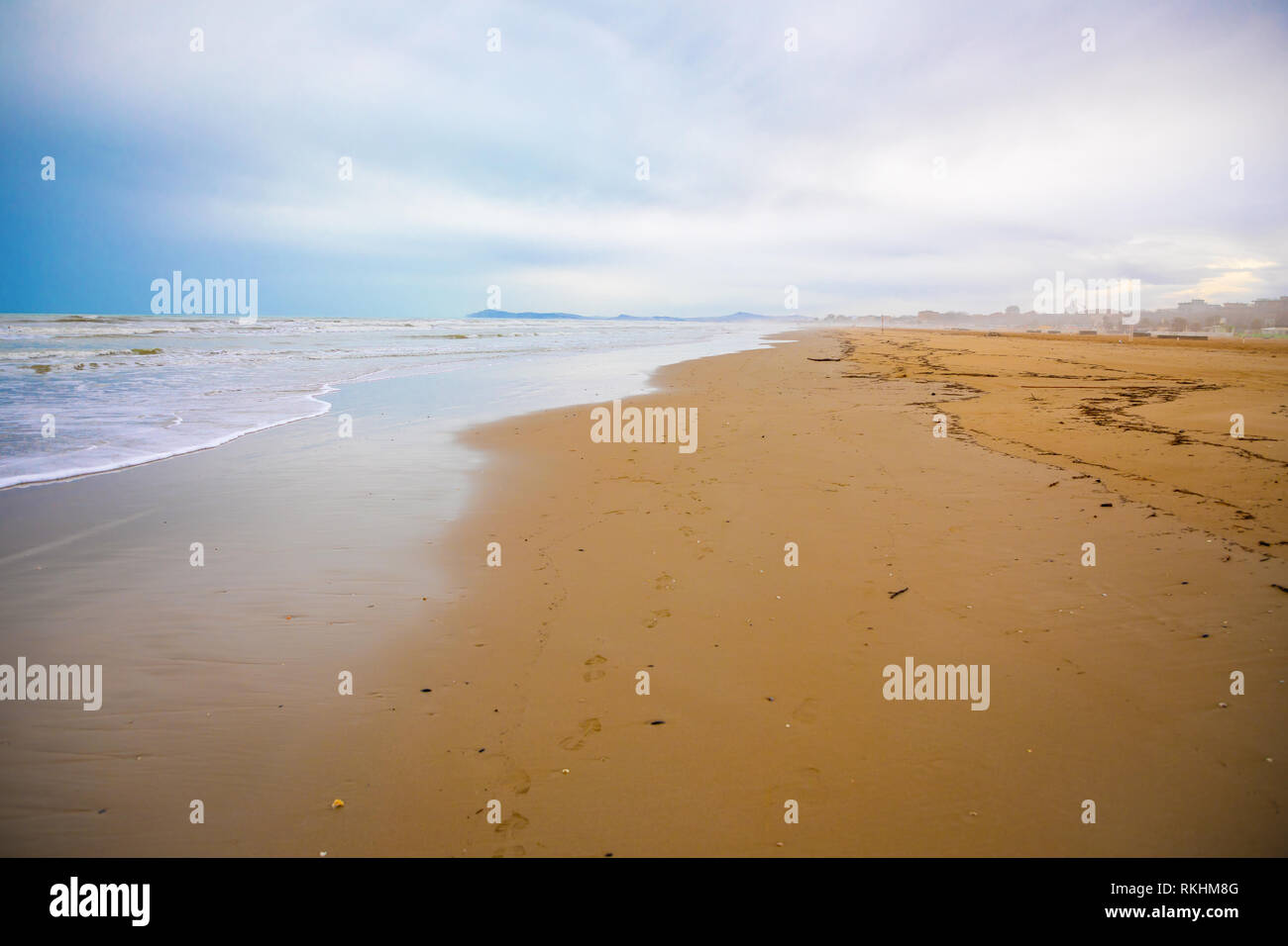 Sandy beaches of Rimini in winter, Italy Stock Photo - Alamy