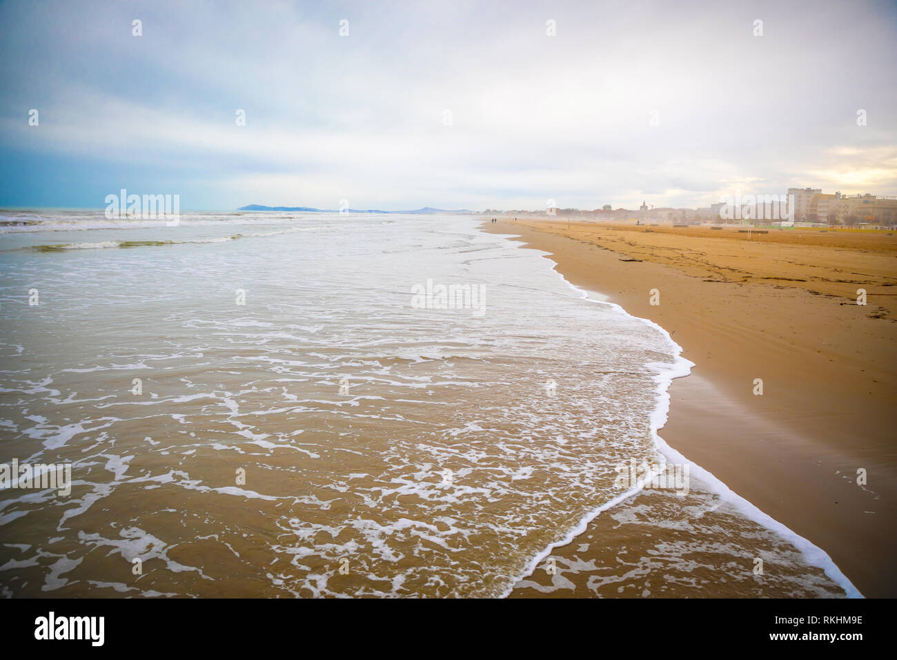 Sandy beaches of Rimini in winter, Italy Stock Photo - Alamy