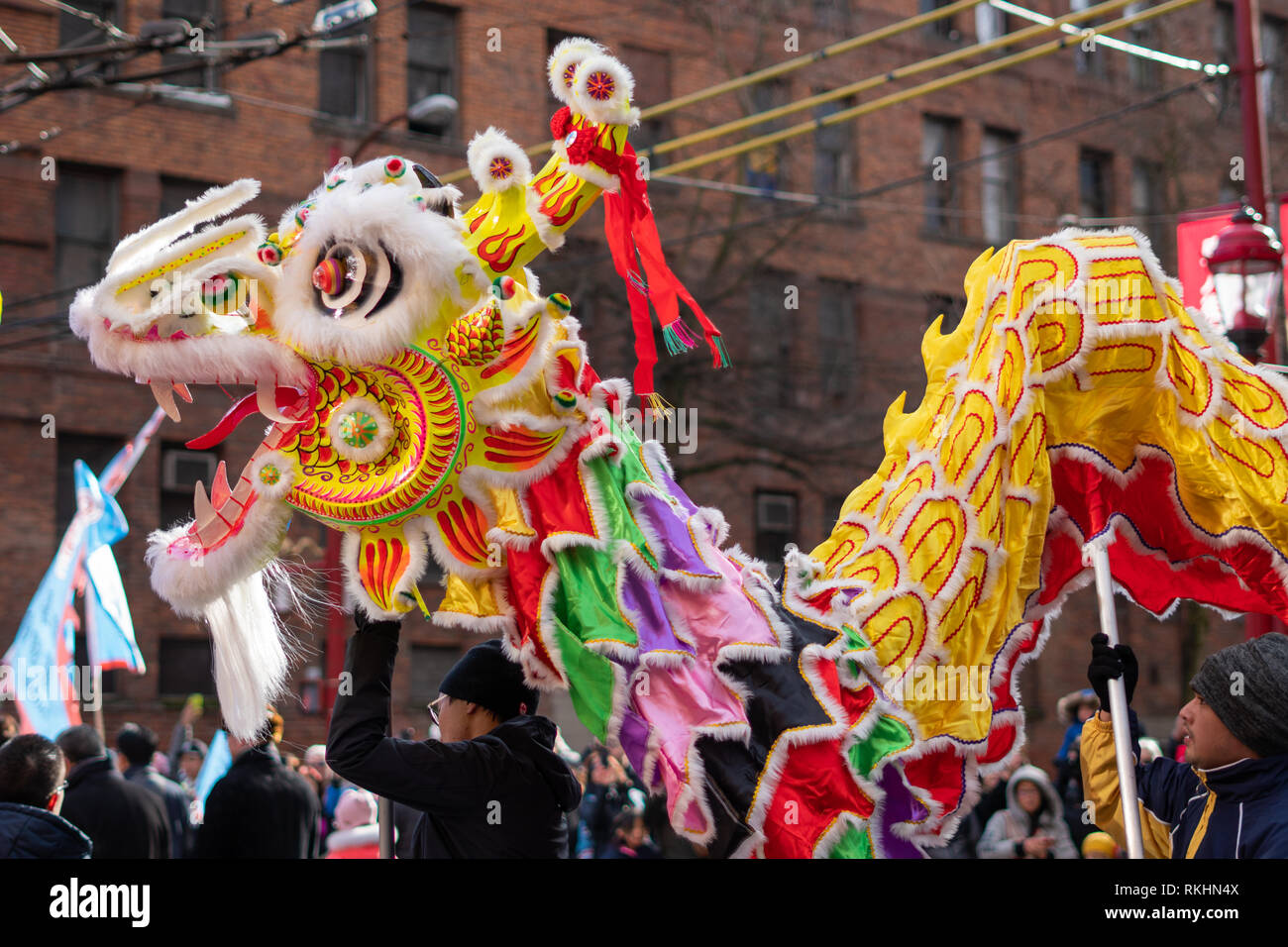 A group performs a Chinese Dragon dance in the 2019 Chinese New Year ...