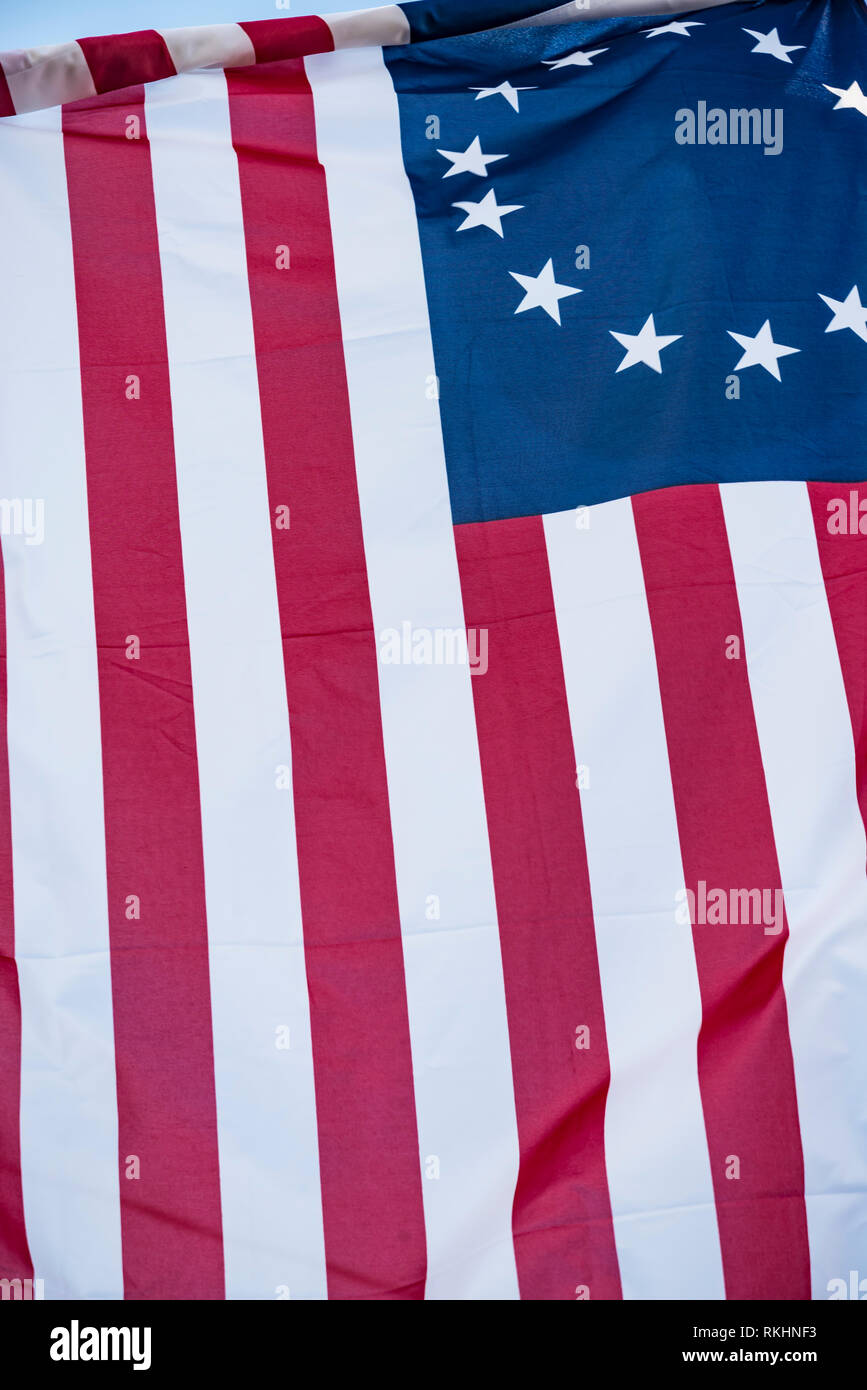 American 13 point historic flag often named the Betsy Ross flag, t ...