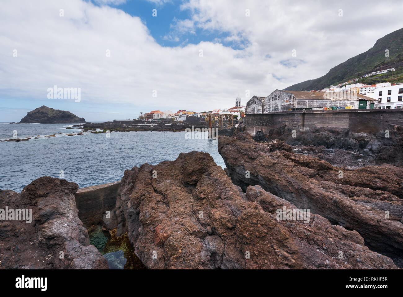Garachico harbour, in north Tenerife island, Canary islands, Spain ...