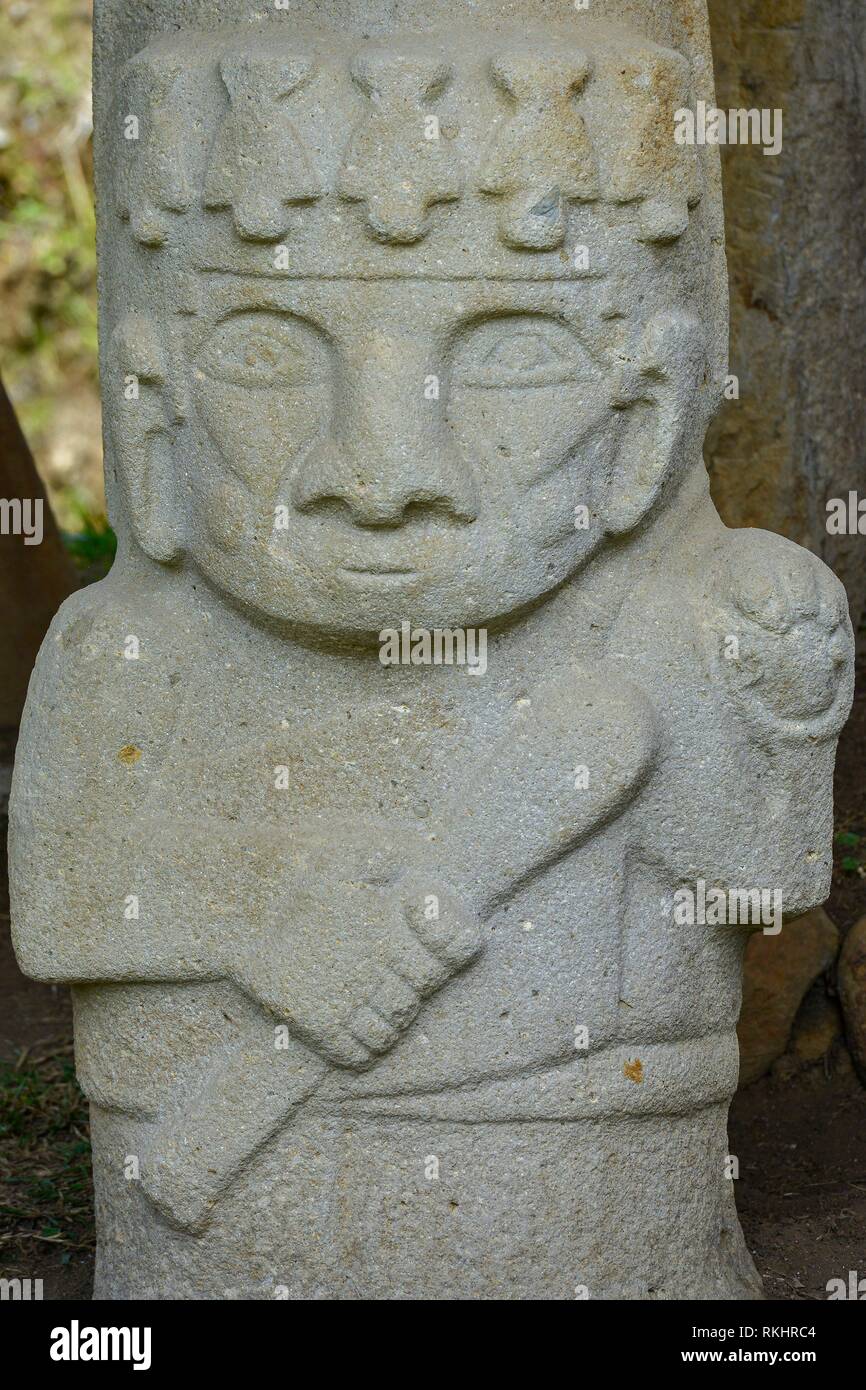 Ancient pre-columbian statues in San Agustin, Colombia. Archaeological ...