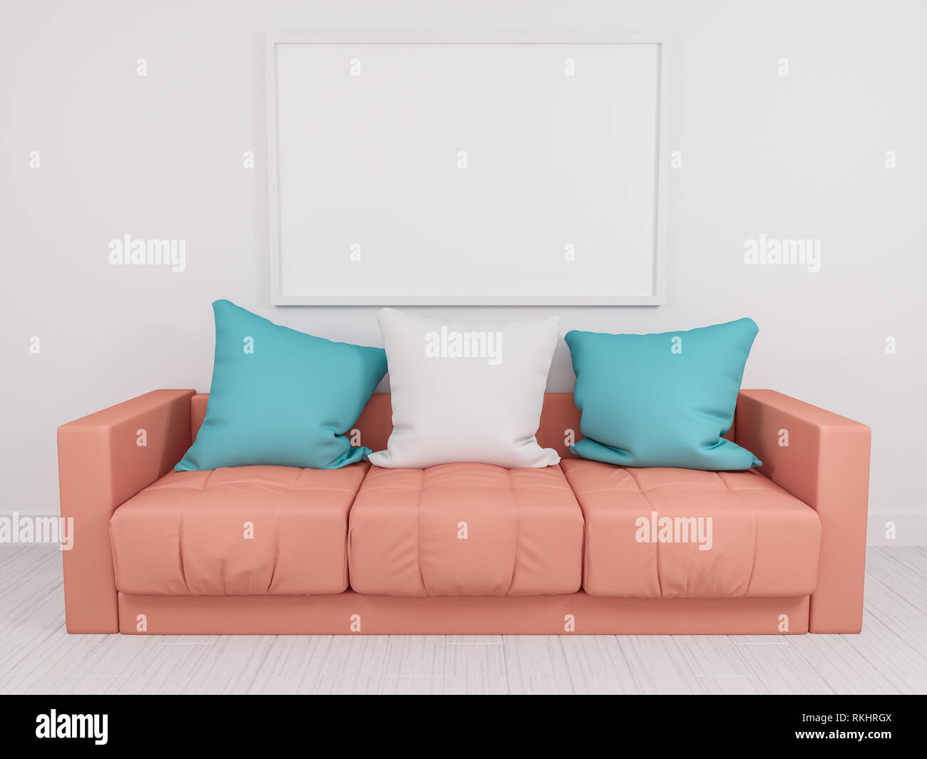 Modern sofa in an interior room view. 3d rendered image. Design mockup ...