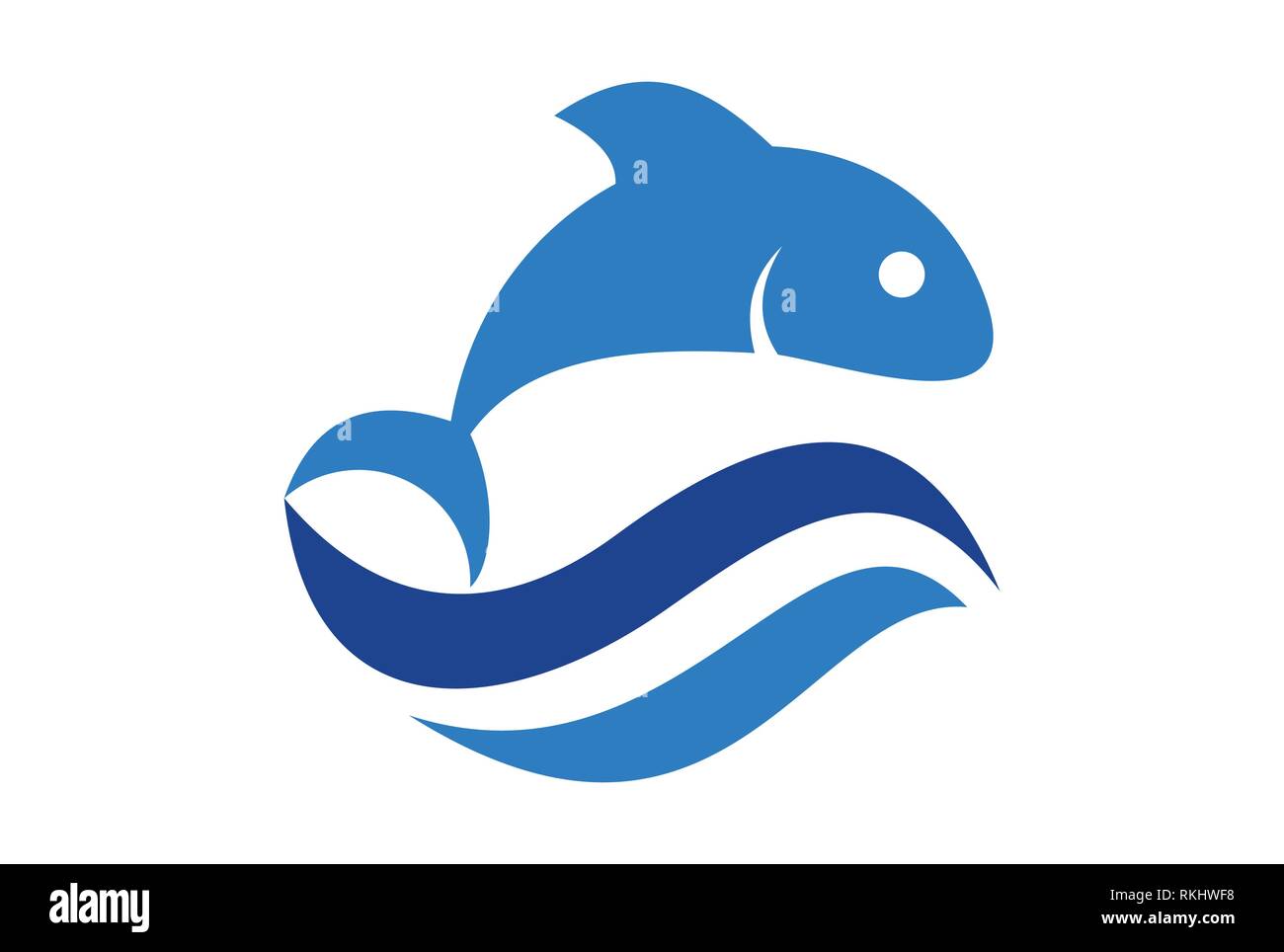 Fish icon waves isolated Stock Vector Images - Alamy