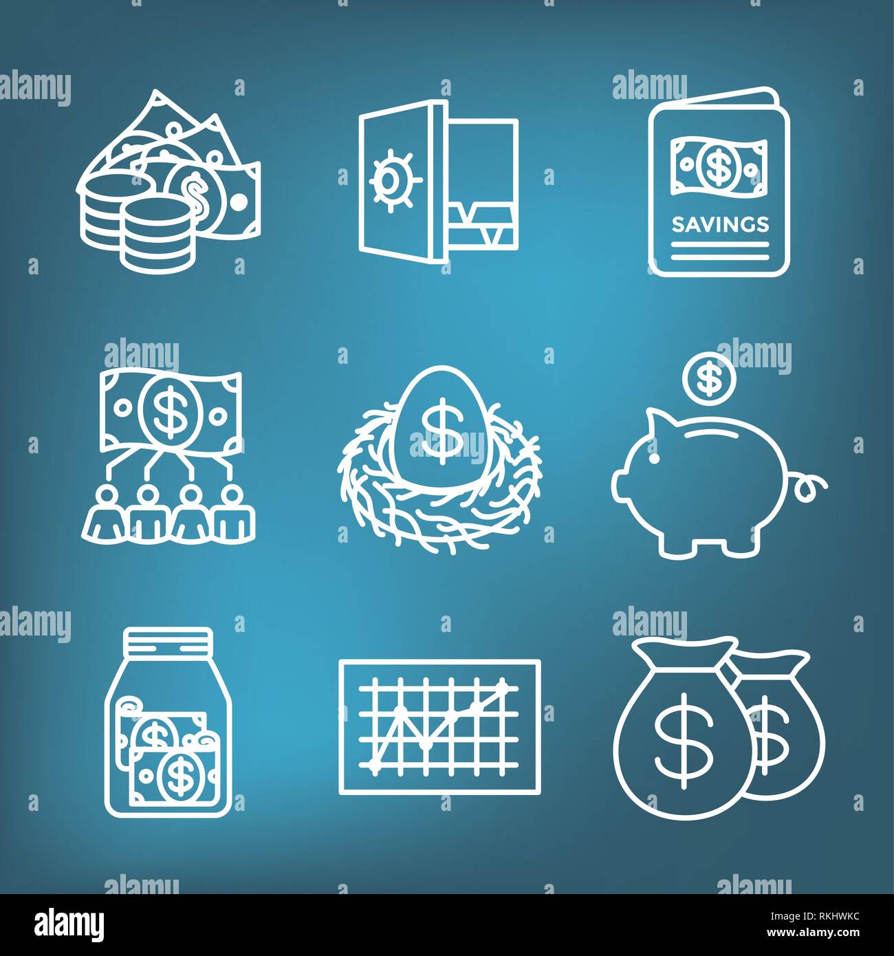 Retirement Account & Savings Icon Set - Mutual Fund, Roth IRA, etc ...