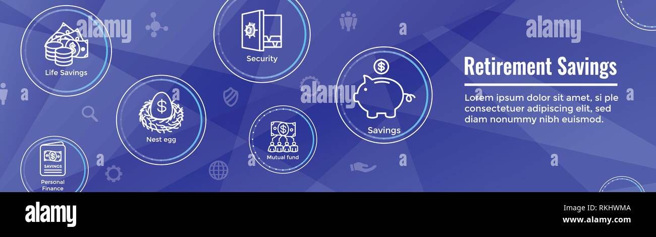 Retirement Account & Savings Icon Set Web Header Banner - Mutual Fund ...