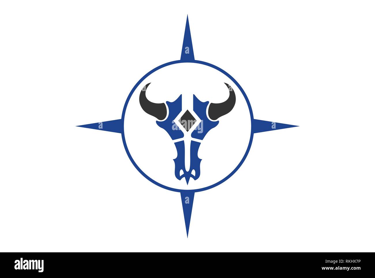 bull skull compass vector logo icon Stock Vector Image & Art - Alamy