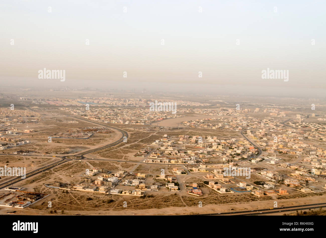 Smog hovering over a neighbourhood of Dubai in the UAE,United Arab ...