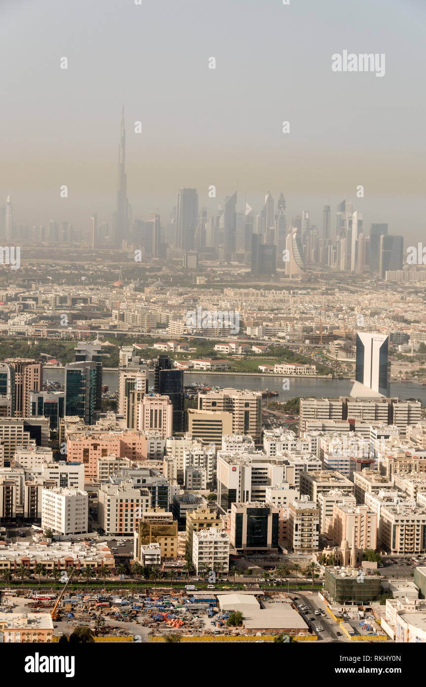 A thick layer of heat haze hangs over Dubai in the United Arab Emirates ...