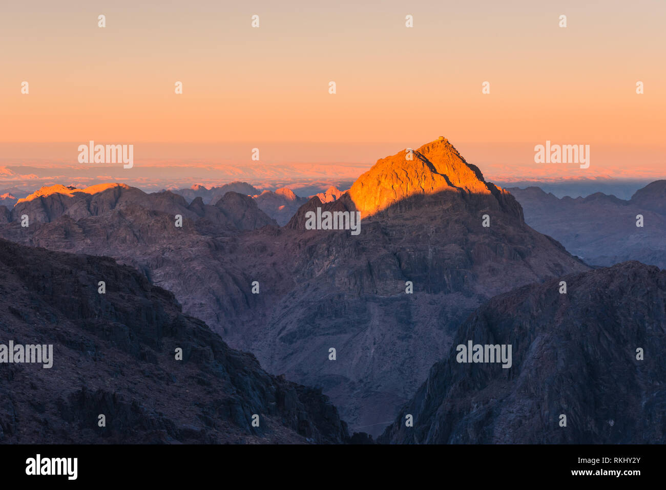 Sunset over sacred Mount Moses Sinai desert, Egypt Stock Photo - Alamy