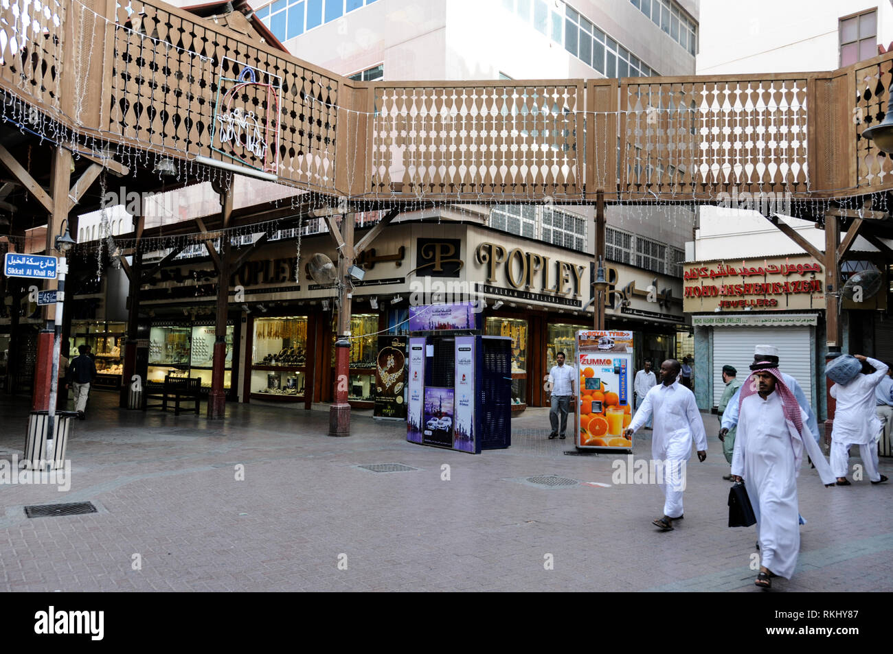 One of the main wooden structure entrances to the Dubai Gold Souk in ...