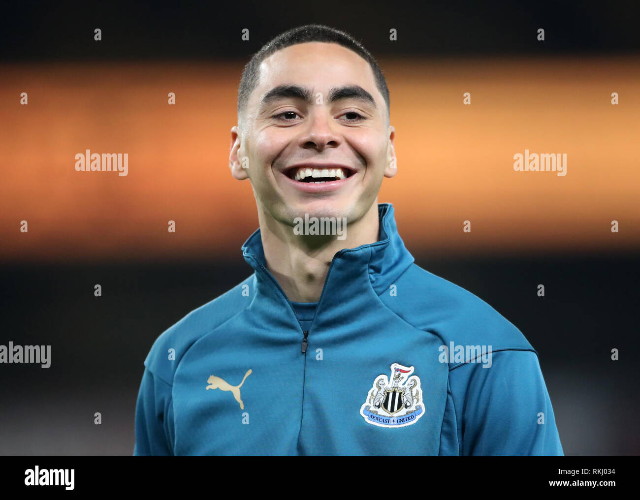Newcastle United's Miguel Almiron in the warm during the Premier League ...