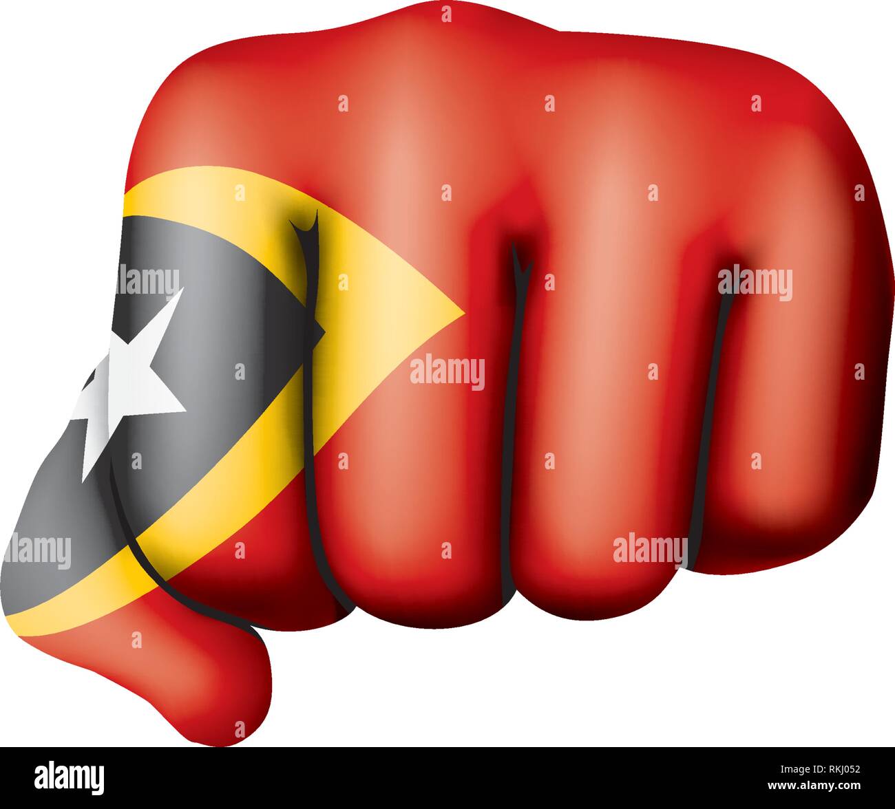 east timor flag and hand on white background. Vector illustration Stock ...
