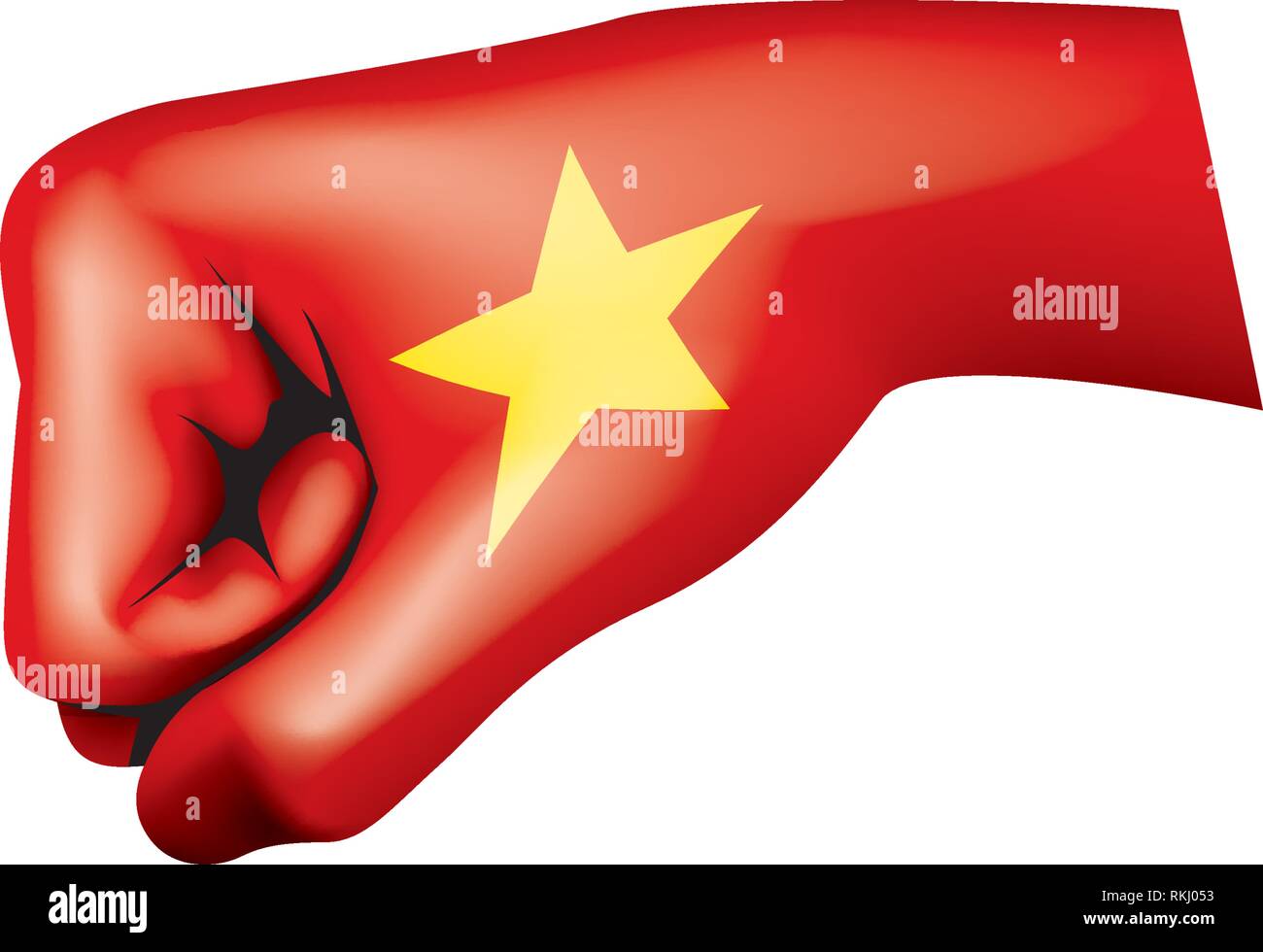 Vietnam flag and hand on white background. Vector illustration Stock ...