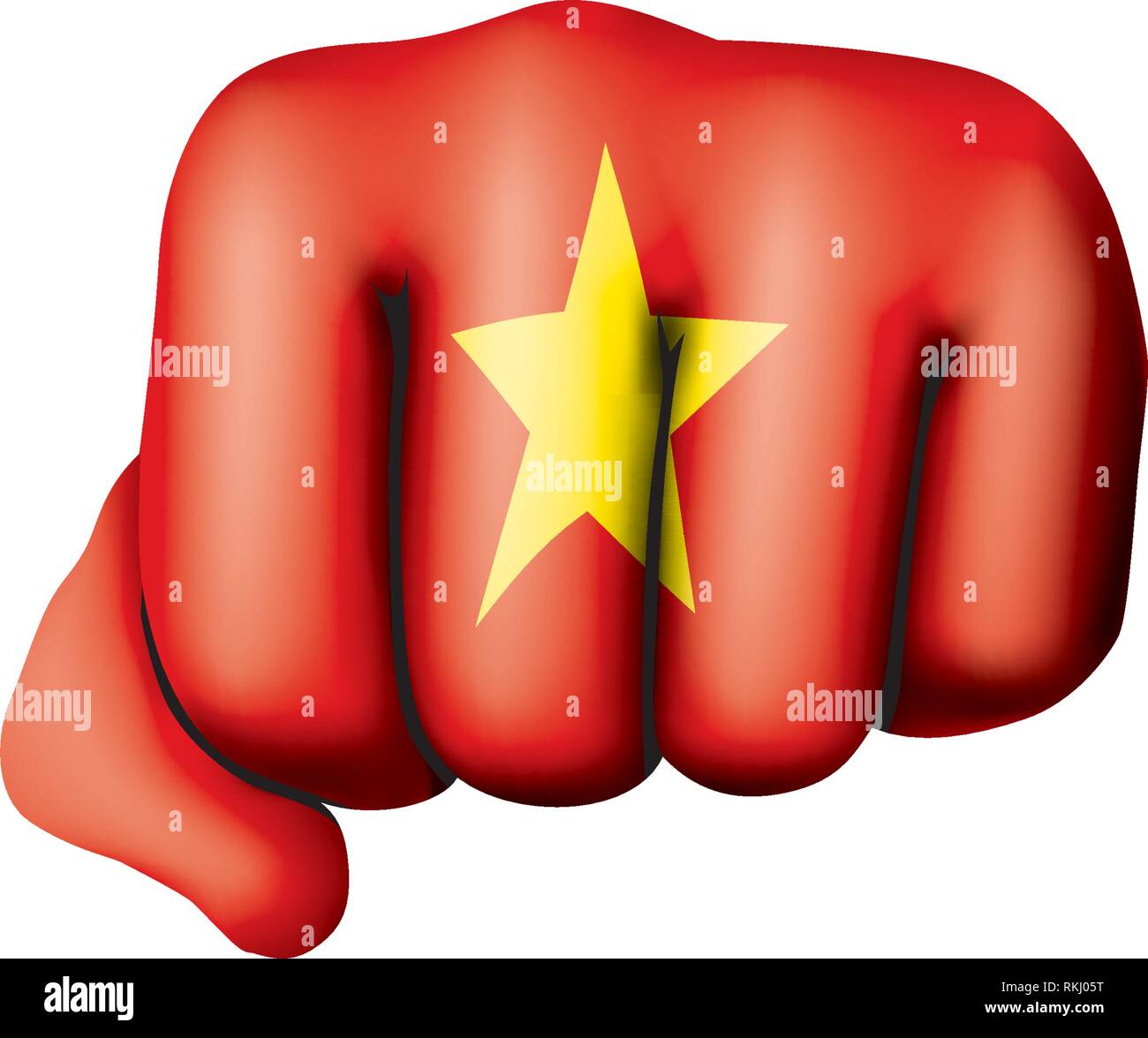 Vietnam flag and hand on white background. Vector illustration Stock ...