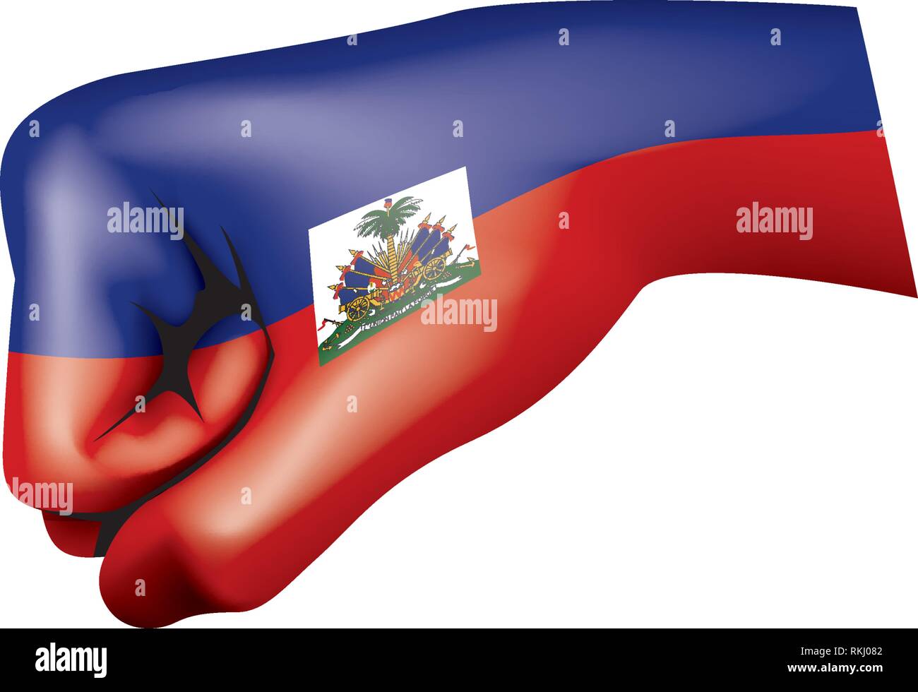 Haiti flag and hand on white background. Vector illustration Stock ...
