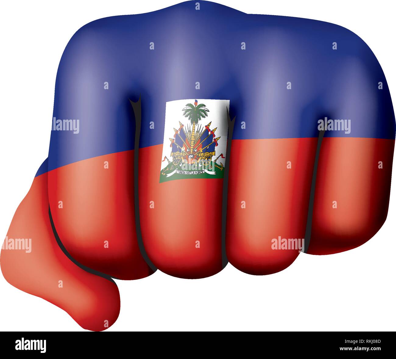 Haiti flag and hand on white background. Vector illustration Stock ...