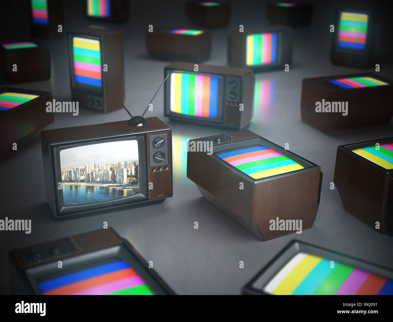 Pile Color Retro Tv Antique Stock Photos & Pile Color Retro Tv Antique ...