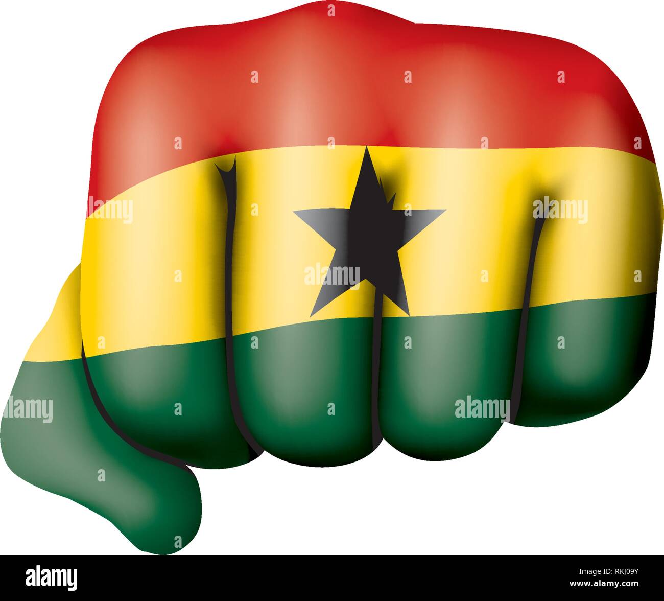 Ghana flag and hand on white background. Vector illustration Stock ...