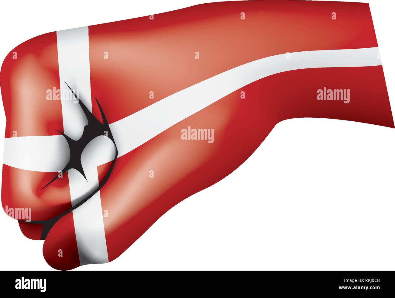 Denmark flag and hand on white background. Vector illustration Stock ...