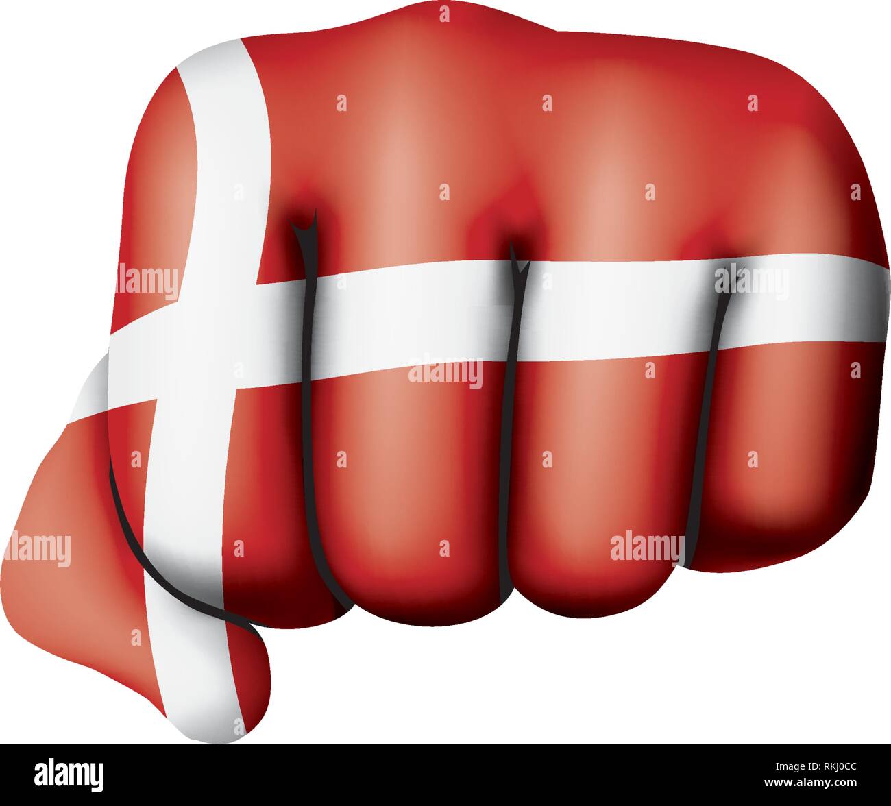 Denmark flag and hand on white background. Vector illustration Stock ...