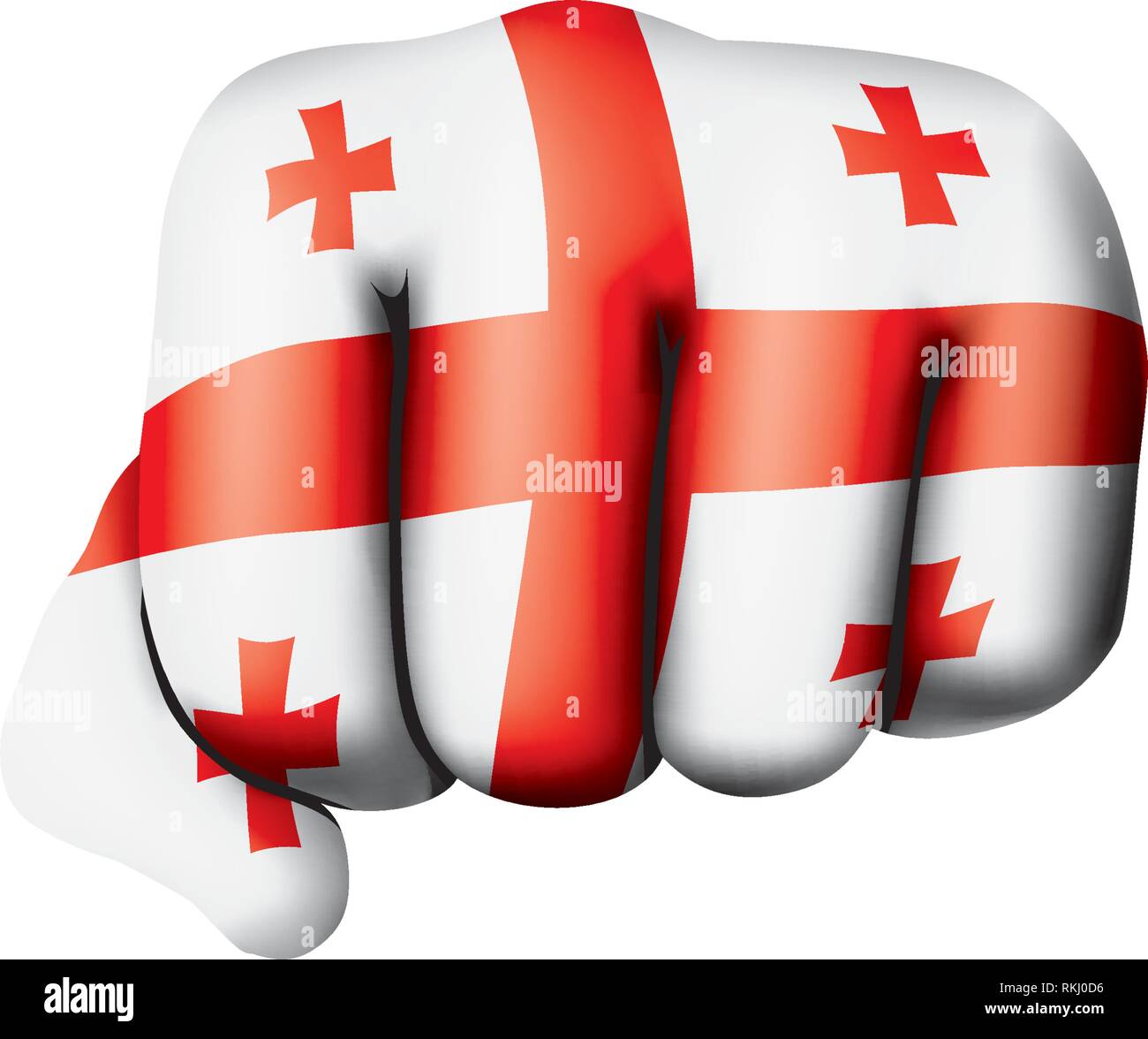Georgia flag and hand on white background. Vector illustration Stock ...