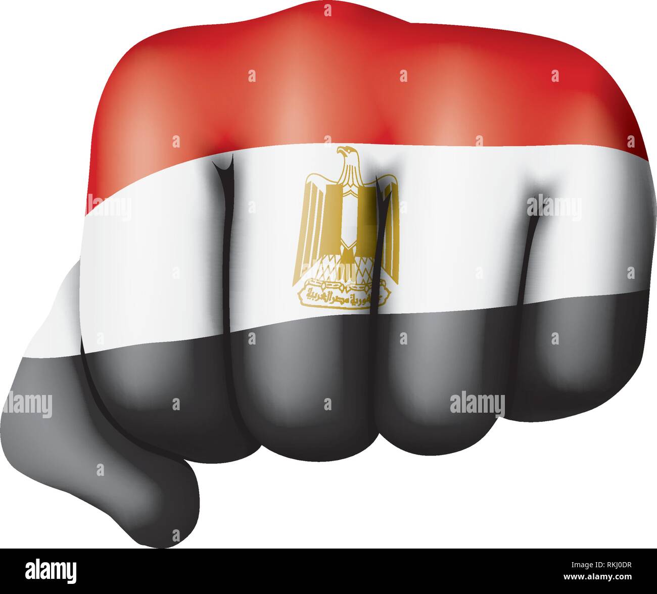 Egypt flag and hand on white background. Vector illustration Stock ...
