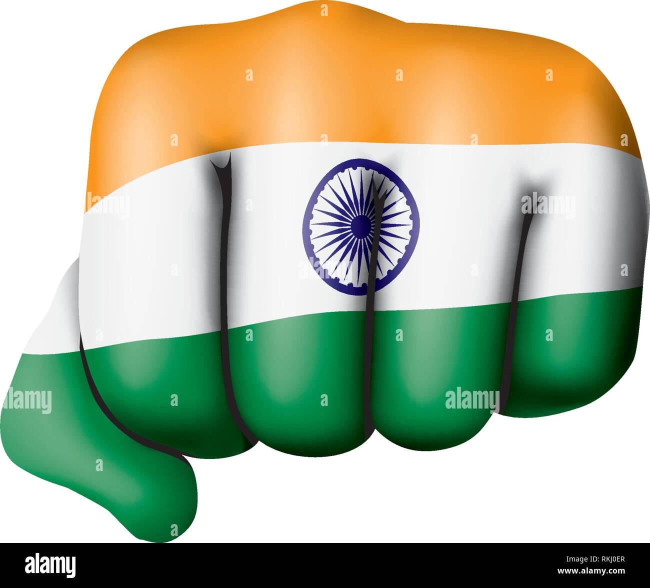 India flag and hand on white background. Vector illustration Stock ...