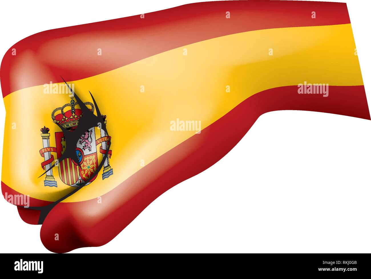 spain flag and hand on white background. Vector illustration Stock ...