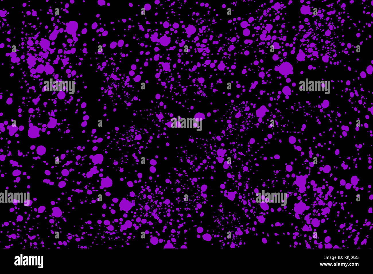 Neon purple random round paint splashes on black background. Abstract ...