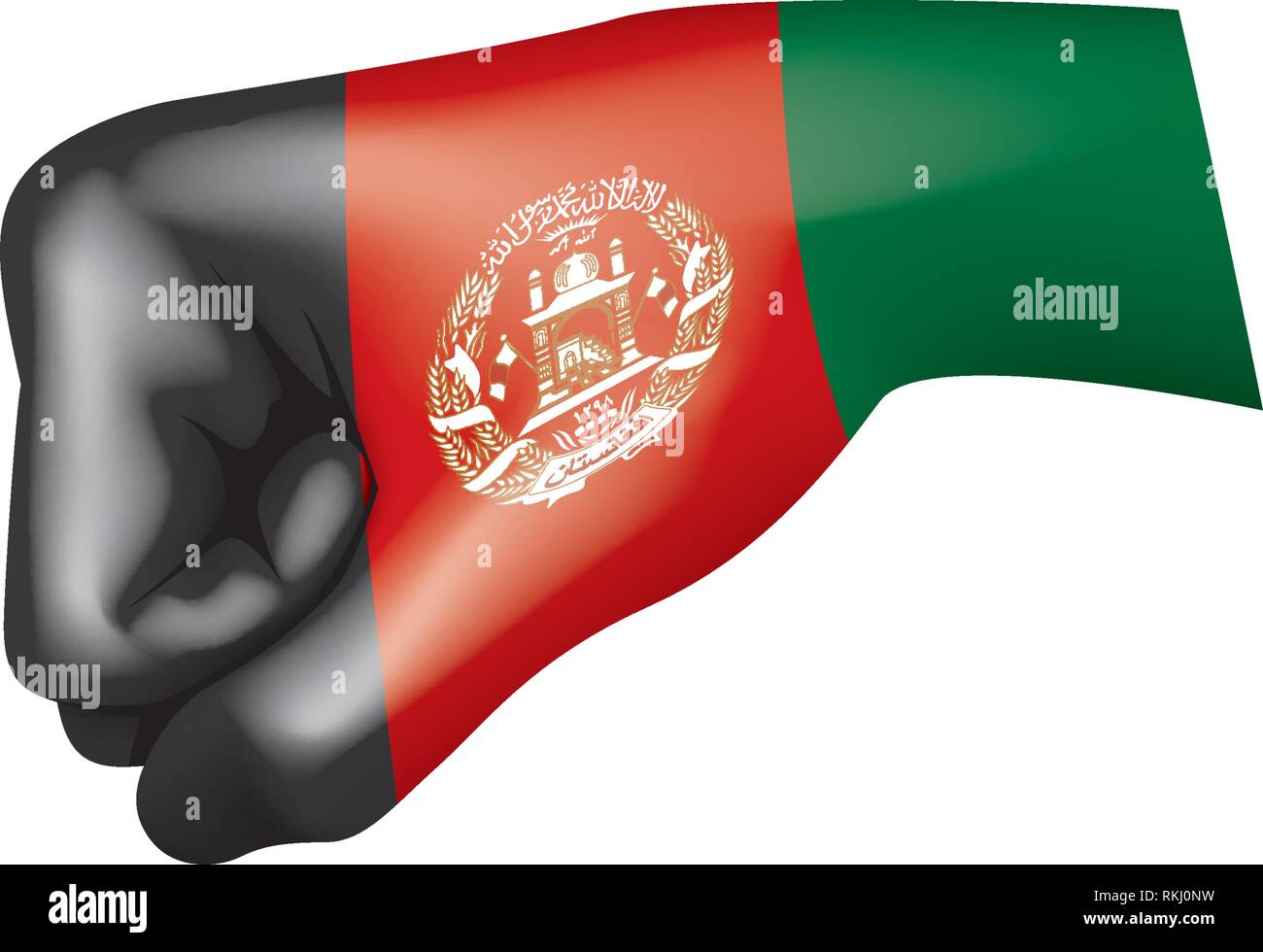 Afghanistan flag and hand on white background. Vector illustration ...